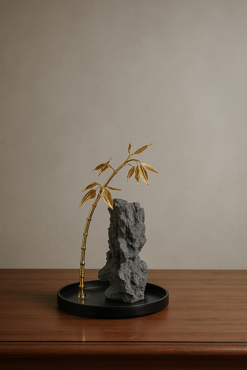 Zenith - Gold Bamboo & Rock Sculpture – Bell'arte